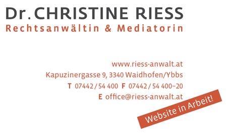 Dr. Christine Riess - Rechtsanwältin & Mediatorin - riess-anwalt.at